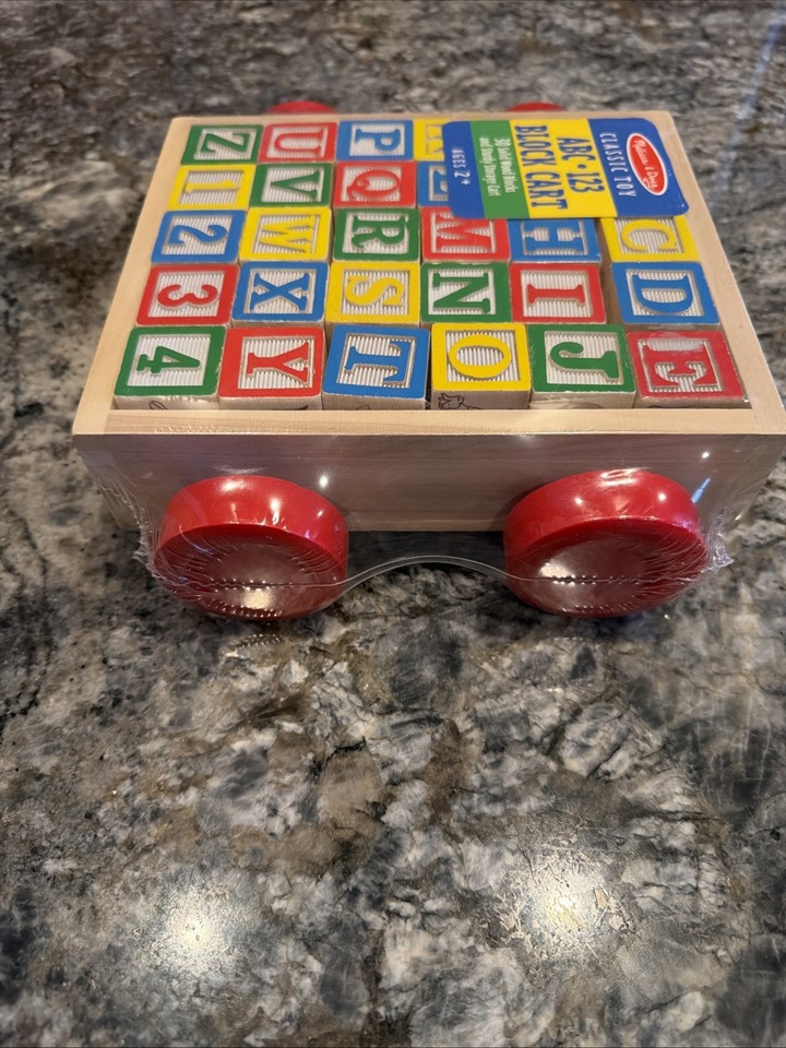Melissa & Doug Classic ABC 123 Alphabet Wooden Cart 30 Wood Blocks NEW ...