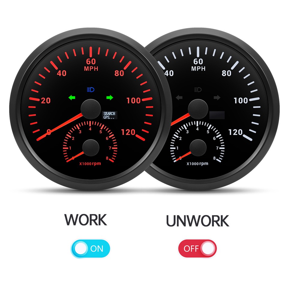 110mm Boat GPS Speedometer 0-120MPH Tachometer Turn Signal High Beam ...