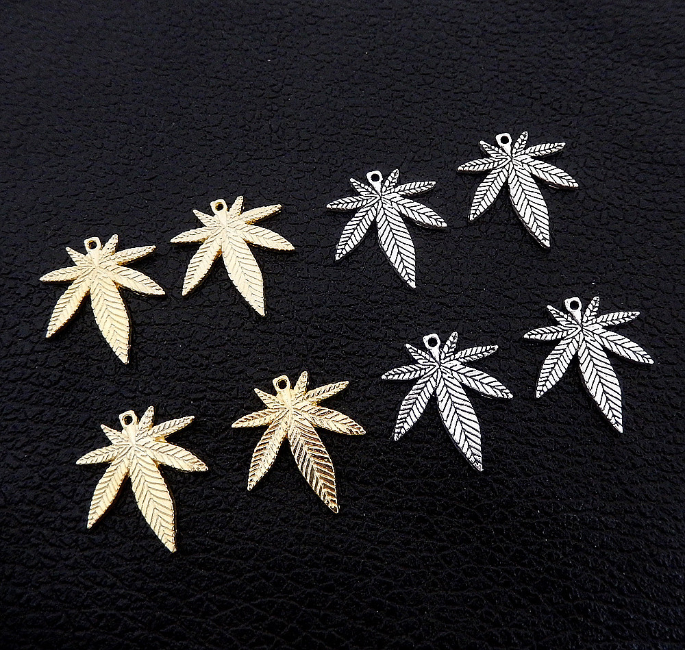 Wholesale 10/20/50/100Pcs Gold/Antique Silver Marijuana Leaf Weed Charm ...