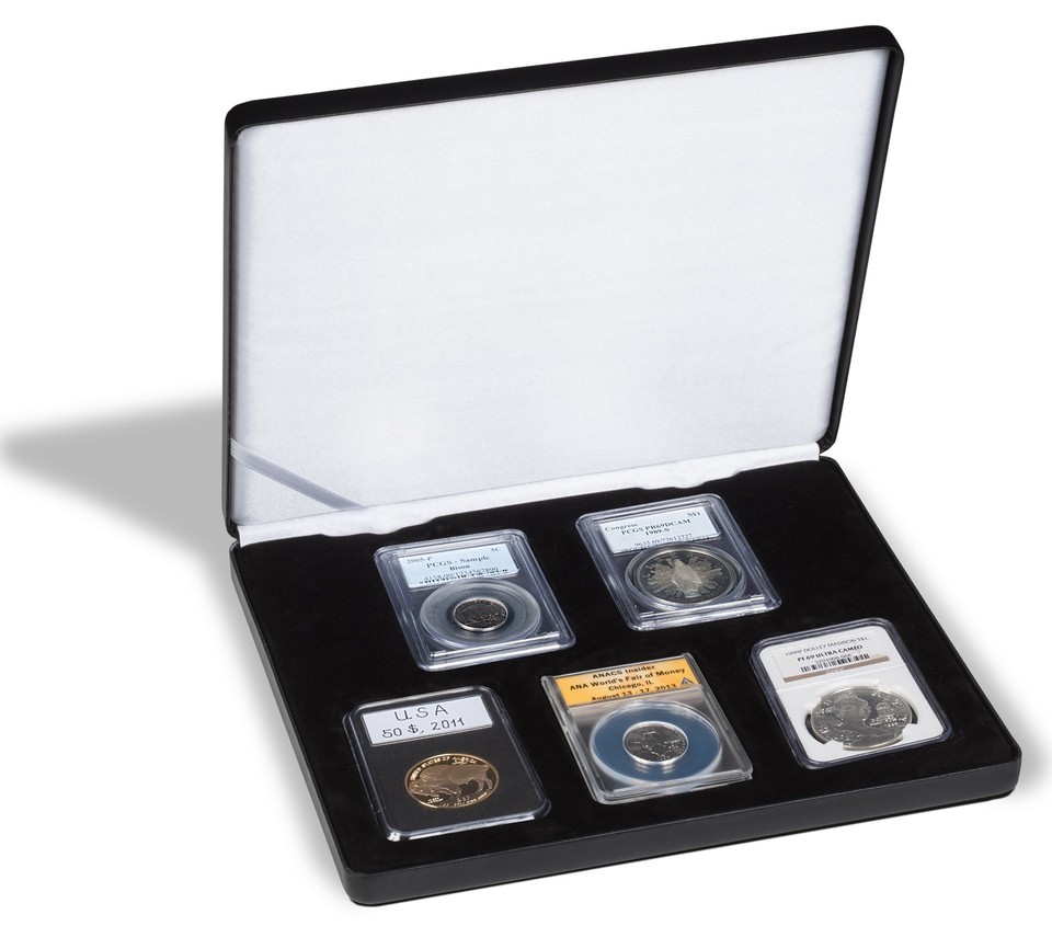 Black Coins Leatherette Slab Box For 5 Certified PCGS NGC ANACS Holders ...
