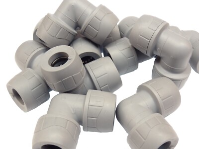 Polyplumb 15mm Push-Fit Elbows PB115 90° Grey Polypipe Plastic Pipe ...