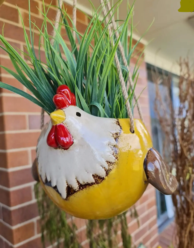 Yellow Hanging Chicken Pot Planter Chook Plant Indoor or Outdoor ...