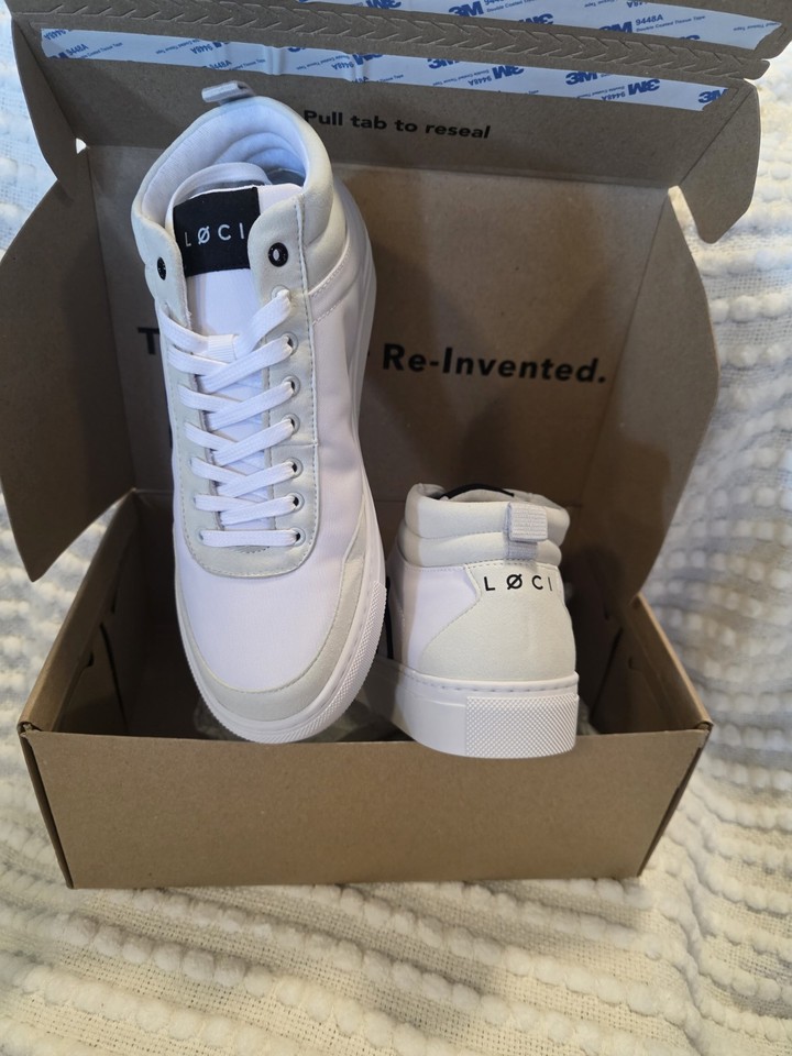LOCI White Black Mid Top Logo Lace Up Athletic Sneakers for Women ...
