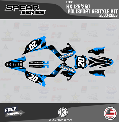 Graphics Kit for KAWASAKI KX125 KX250 2003-08 Polisport Restyle SPEAR ...