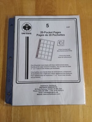 5-Pages Pack / 20-Pockets Uni-Safe For Coin Collector Album, Free ...