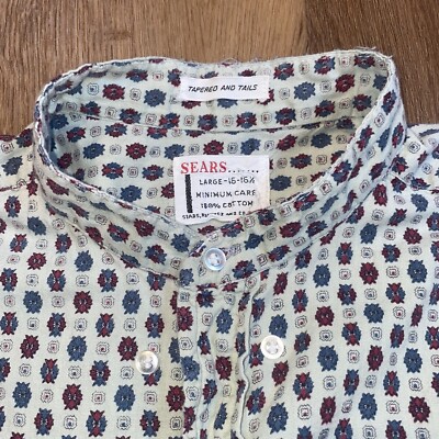 Vintage 50s 60s Sears Shirt Mens LARGE Tapered and Tails Cotton Band ...