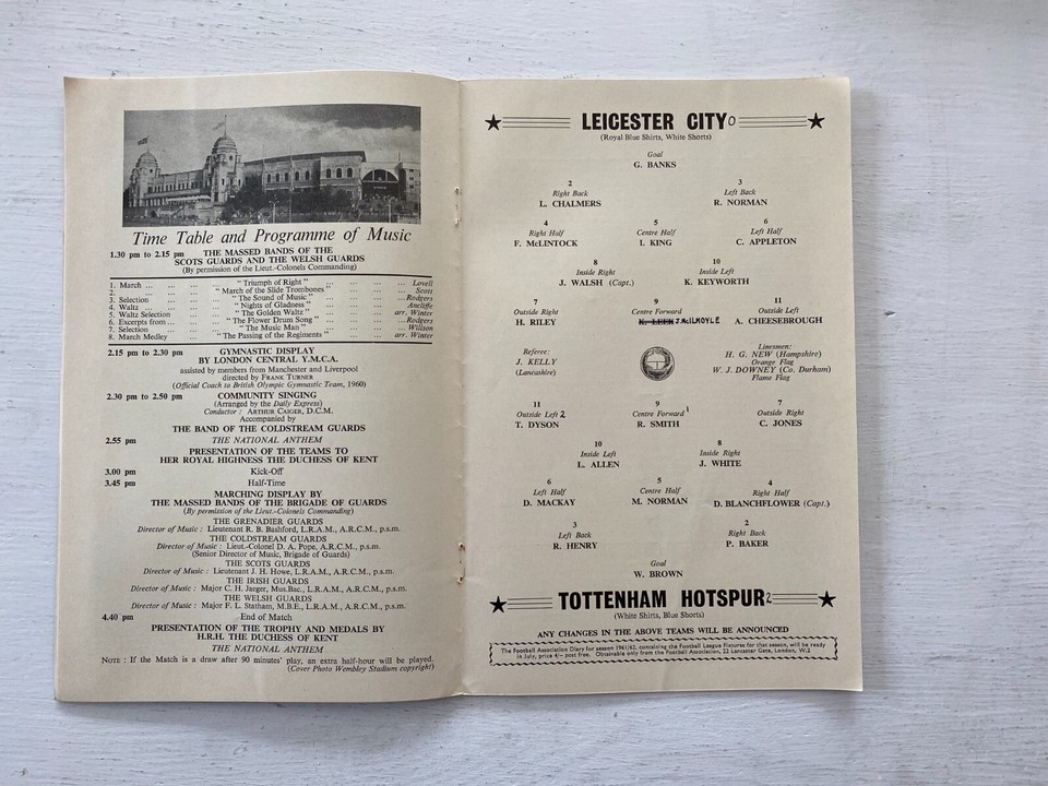 Leicester City v Tottenham Hotspur - FA Cup Final 1961 6 May 1961 ...