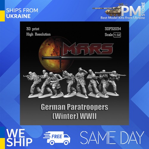 Mars Figures 3DP32034 1/32 German Paratroopers Winter WW2 8 figures 3d ...