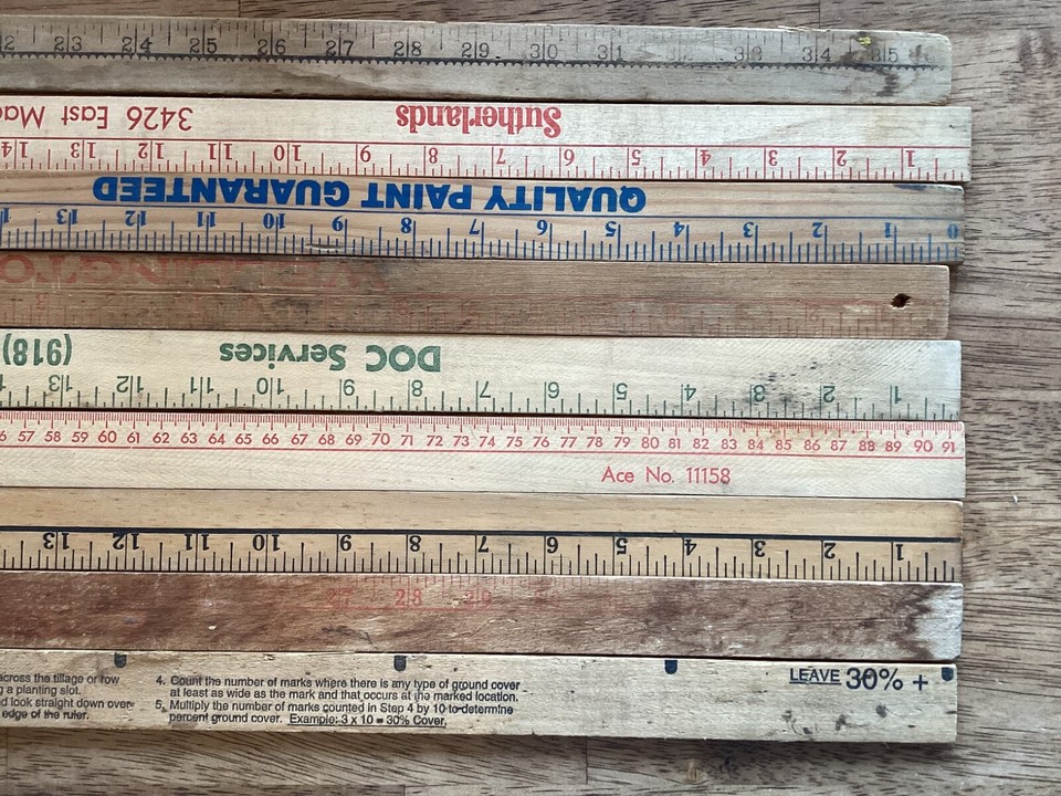 Lot of 9 Vintage Advertising Wooden Yardsticks | eBay