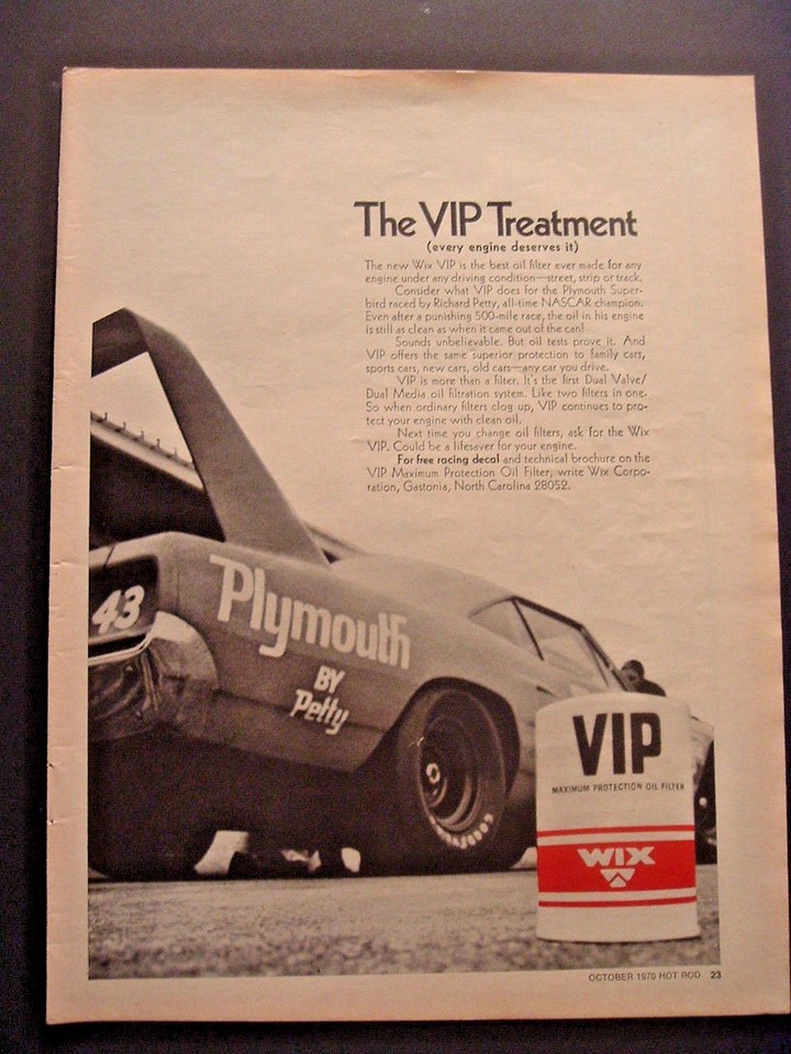 1970 Superbird Roadrunner Hemi Petty NASCAR Wix Plymouth/decal /sticker ...