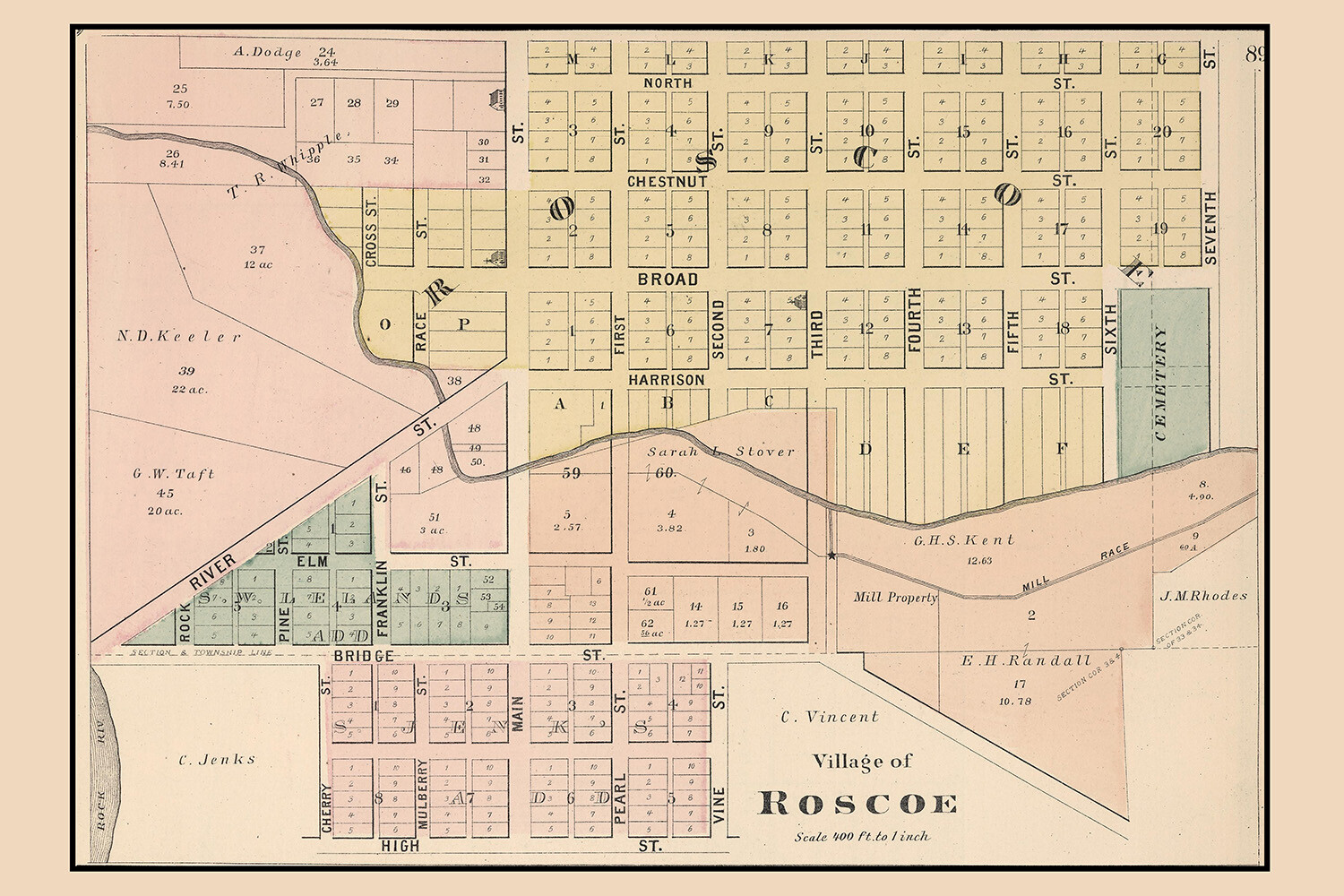 1886 Map of Roscoe Winnebago County Illinois | eBay
