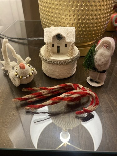 Bethany Lowe Candy Canes Putz Box Felt Santa Figure Chenille, Bird ...