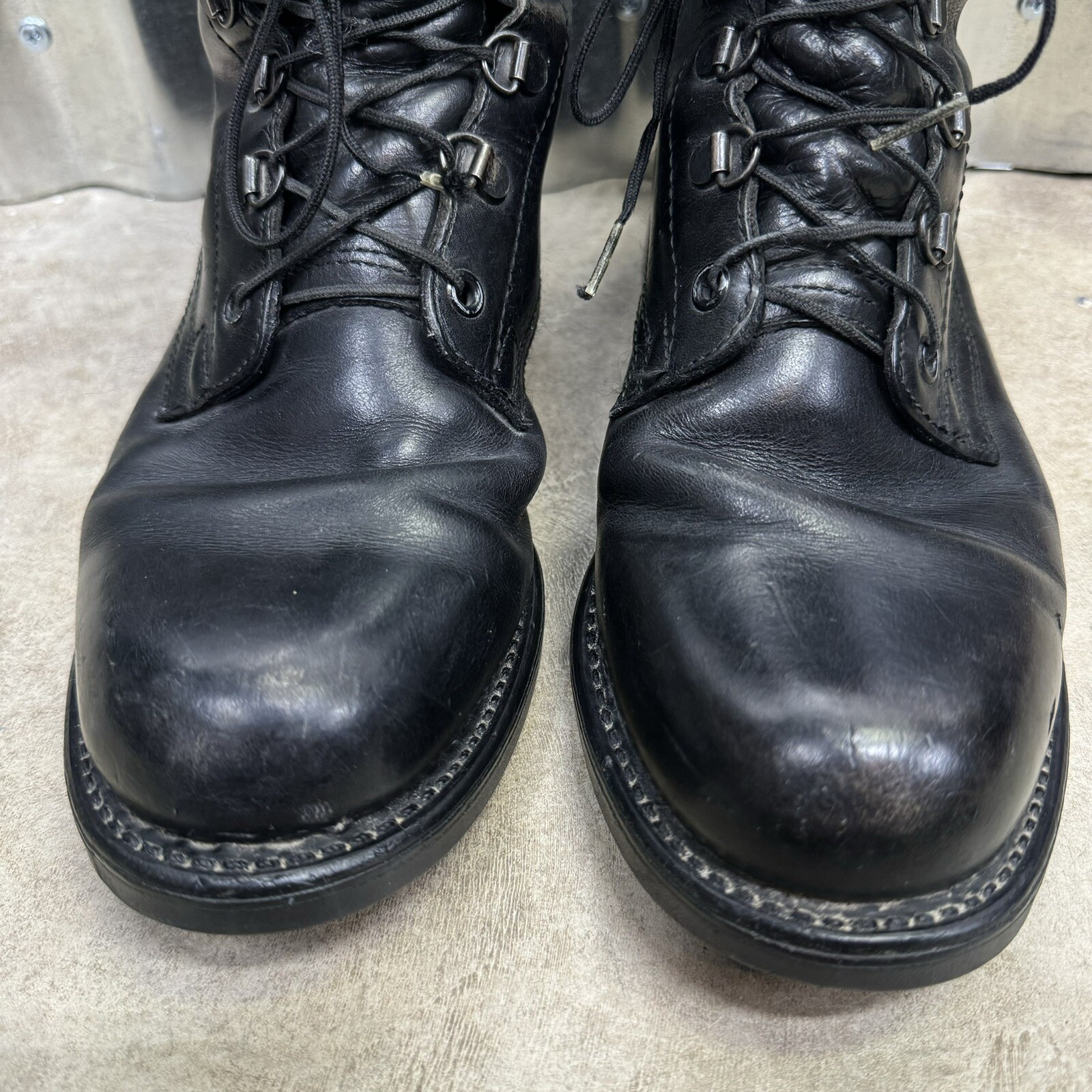 Vintage Addison Shoe Co Black Leather Boots Men's US … - Gem