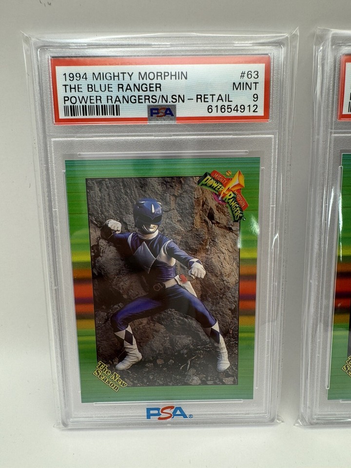 PSA 9 Lot Blue & Yellow RANGER 1994 Mighty Morphin Power Rangers Low ...