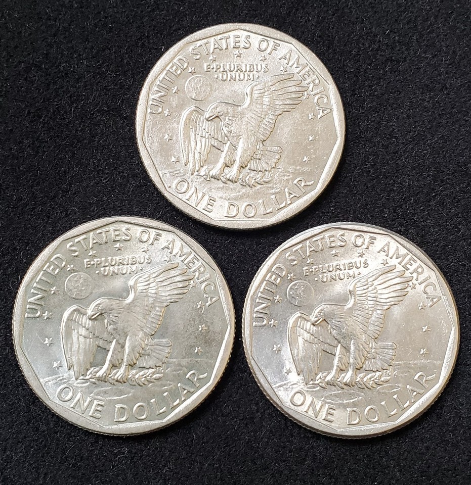 Three 1979 Susan B. Anthony Liberty Dollar- Two P and One D Mint Rare ...