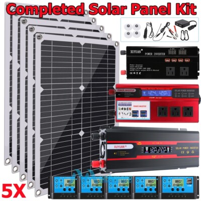 6000W Solar Panel Kit Solar Power Inverter Generator 100A Home 110V ...