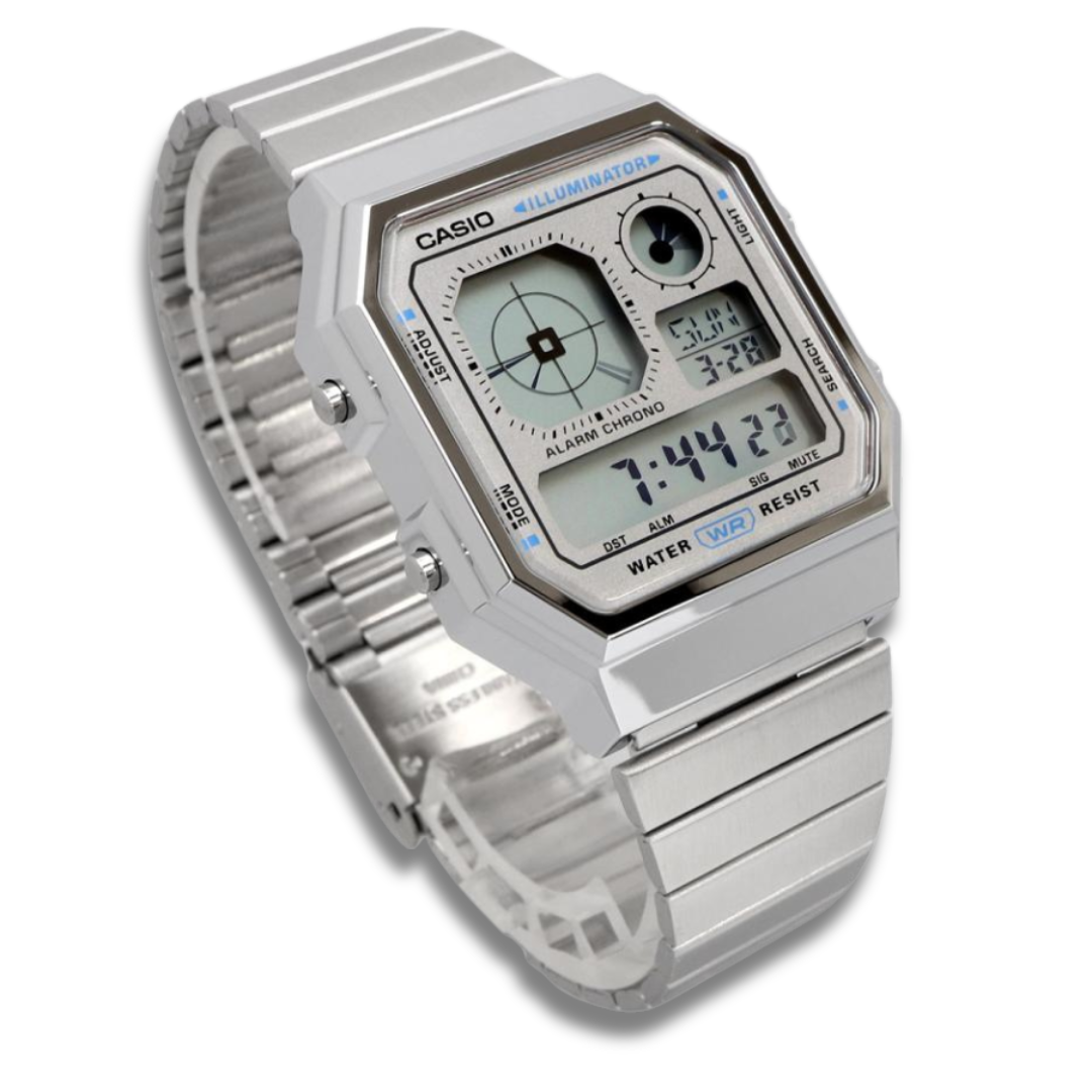 CASIO A130WE-7AJF Vintage Style Digital Watch Silver Digital Dial Japan ...