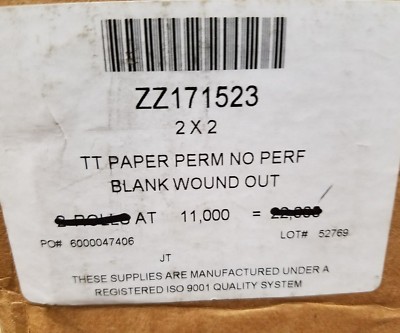 Thermal 2X2 Labels TT Paper Perm No Perf Blank Wound Out - 11000 Count ...