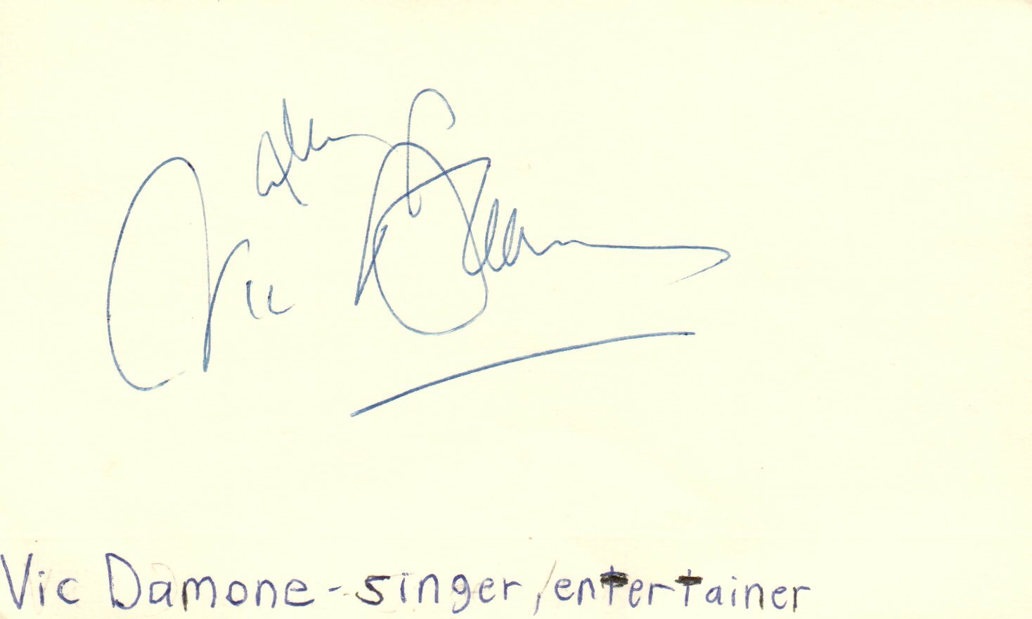 Vic Damone Singer Entertainer Music Signed Autographed Index Card | eBay
