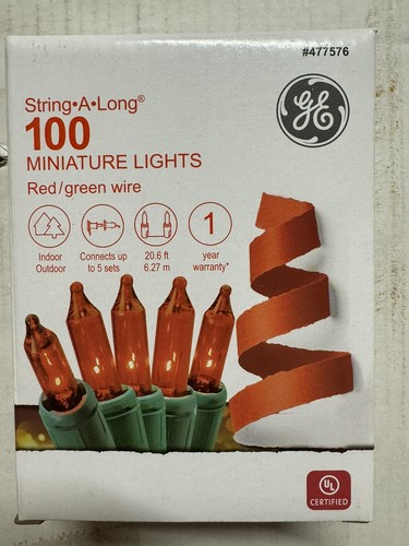 GE String-A-Long 100-Count 20.6-ft RED Christmas String Lights On Green ...