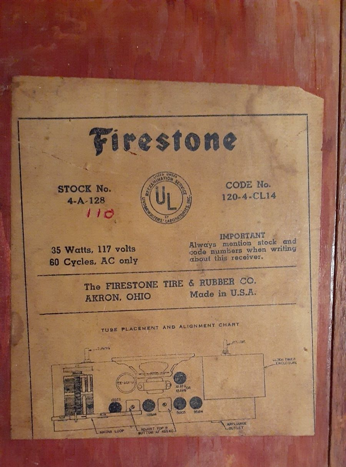 RARE 1954 Firestone model 4-A-128 AM Radio Telechron Mantle Clock ...