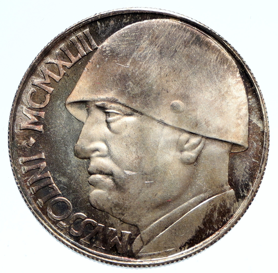 1943 Dated 1970 ITALY Silvered Bronze MUSSOLINI VERY RARE Italian Coin ...