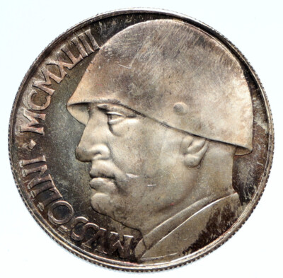1943 Dated 1970 ITALY Silvered Bronze MUSSOLINI VERY RARE Italian Coin ...