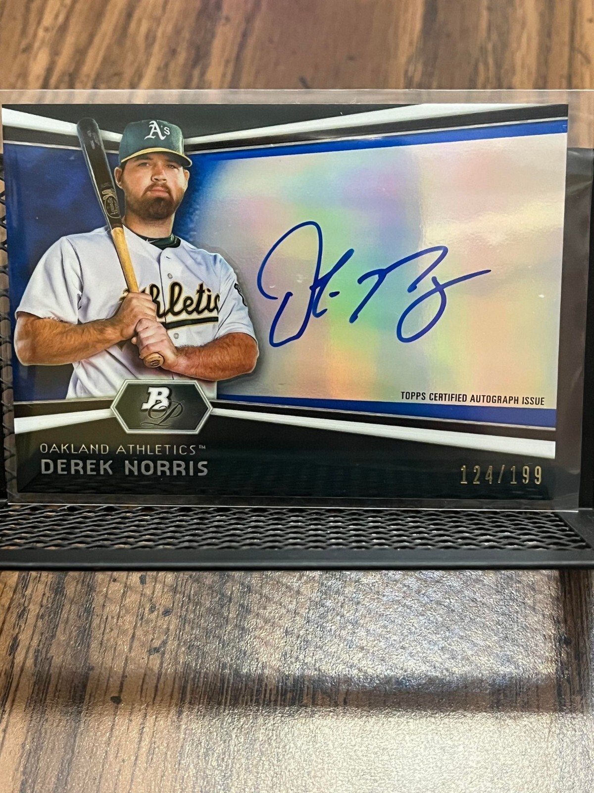 DEREK NORRIS 2012 BOWMAN PLATINUM OAKLAND A's BLUE REFRACTOR AUTOGRAPH ...
