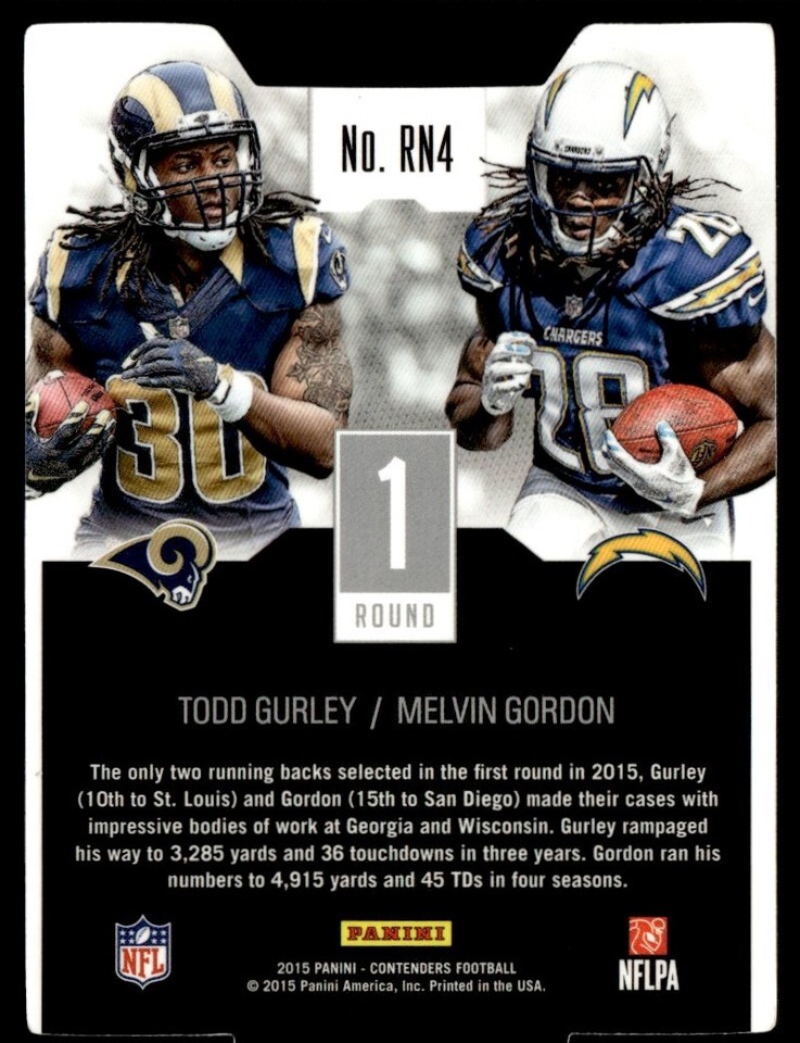 2015 Panini Contenders Round Numbers Todd Gurley Rookie St. Louis Rams ...