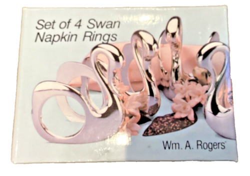 Vintage Set Of 4 Swan Napkin Rings Wm. A. Rogers Silverplate Tarnish ...
