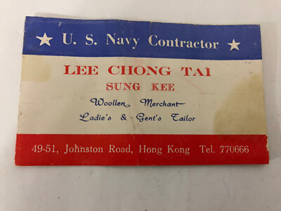VTG US Naval Base Hong Kong Tailor Lee Chong Tai Ad Card Money ...