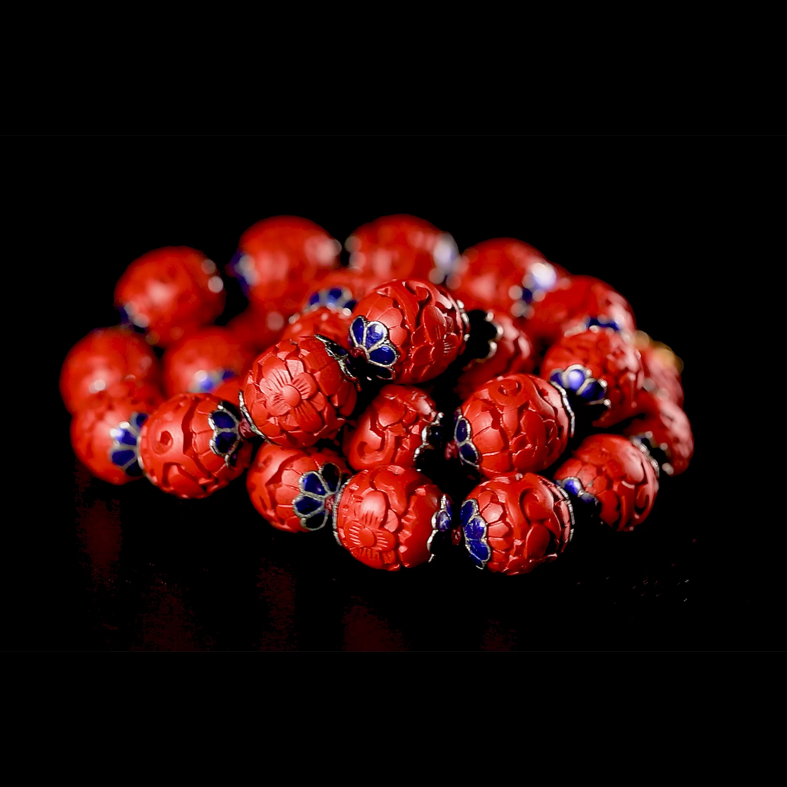 Antique Chinese longevity necklace from Cinnabar. Vintage 20/30's Red ...