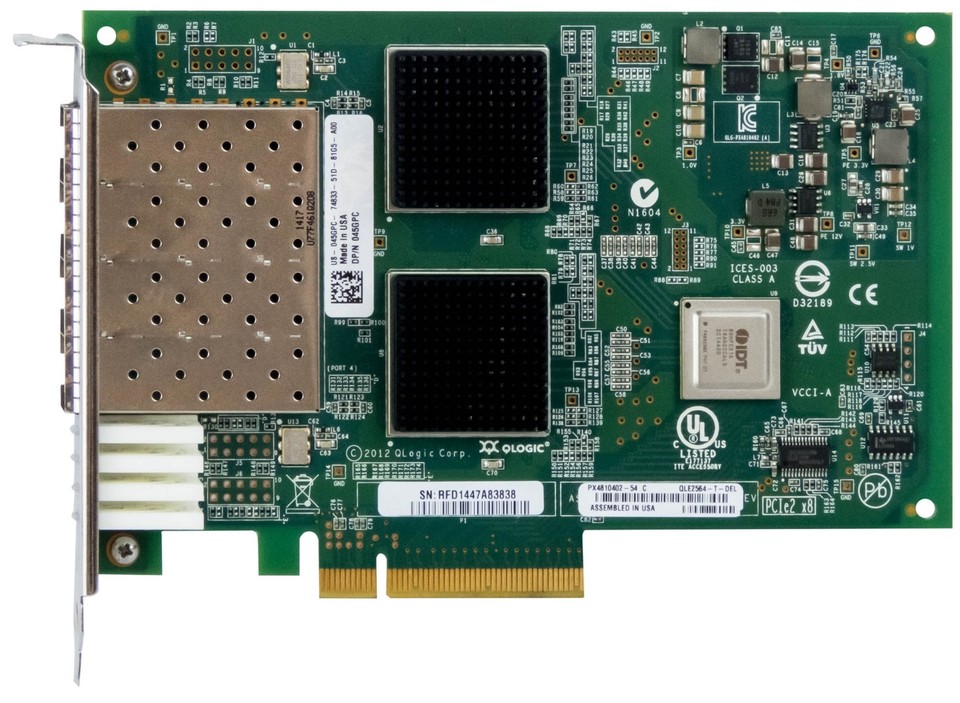 Host Bus Adapter Card Dell 045GPC QLE2564-T-Del 4x FSP+ 8Gb/s PCIe | eBay