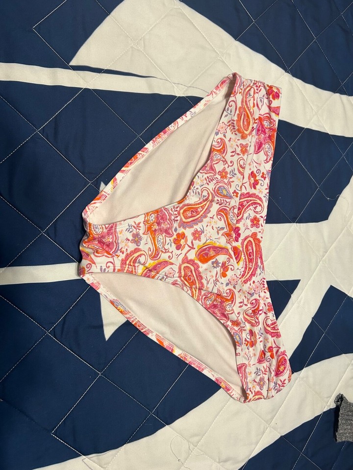 TIME TRU XL Womens XL 16-18 Red White Sandy Bloom Mid-Rise Bikini ...