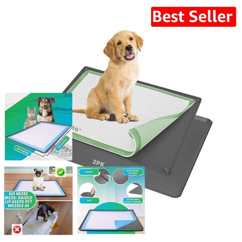 Versatile Dog Pee Pad Tray 2 Pack - 24x36 Silicone, Easy to Clean ...