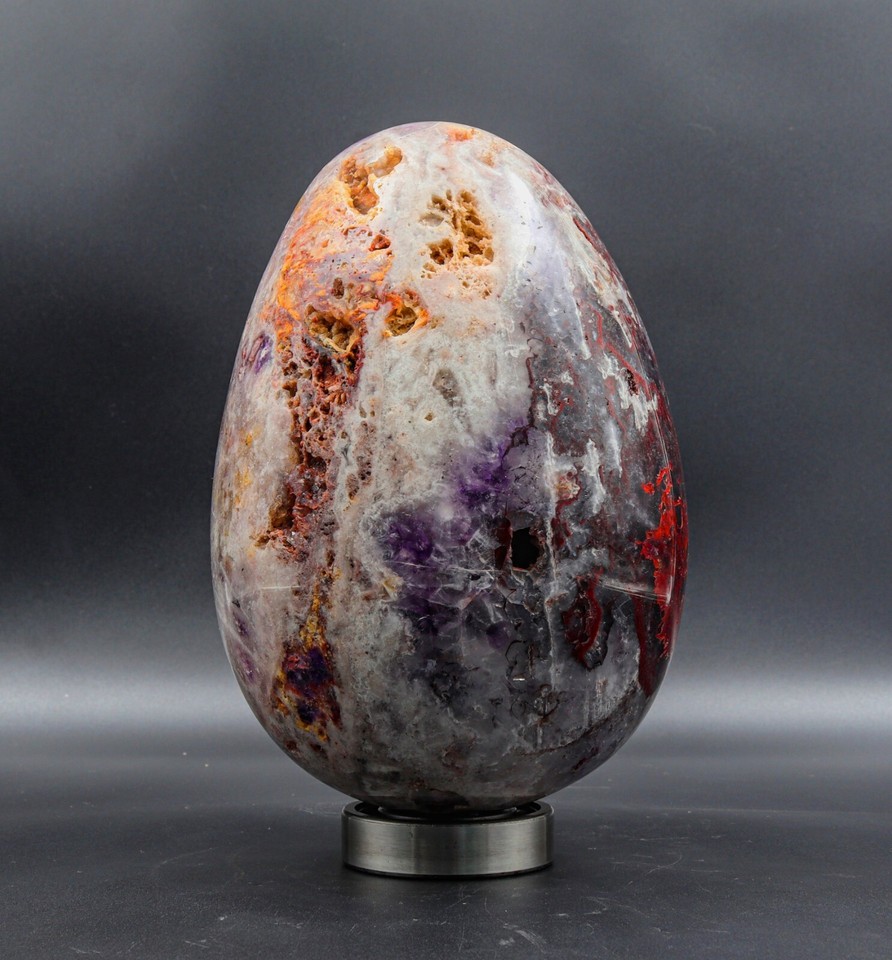 195MM Geode Pink Amethyst Egg Red Cacoxenite Egg Natural Healing Chakra ...