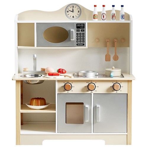 Kids Kitchen Playset Wooden Kids Toy Realistic Pretend Kitchen Cooking ...