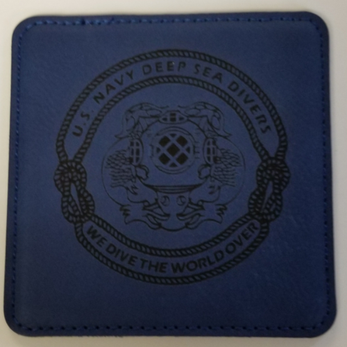USN Navy Deep Sea Divers WE DIVE THE WORLD OVER Set of 4 Blue Leather ...