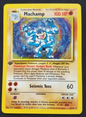 Pokémon TCG Machamp Base Set 8/102 1st Edition Holo Rare - LP | eBay