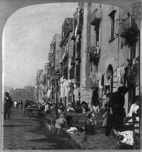 A Street in Naples,Italy,c1904,Slums,Laundry Hanging,People,Balconies ...