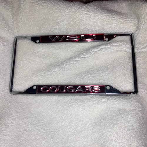Washington State WSU COUGARS silver metal License Plate Frame | eBay
