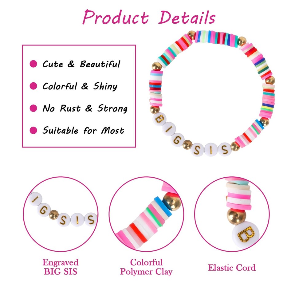 Big Sister Bracelets Big Bro Bracelets (Pink) | eBay