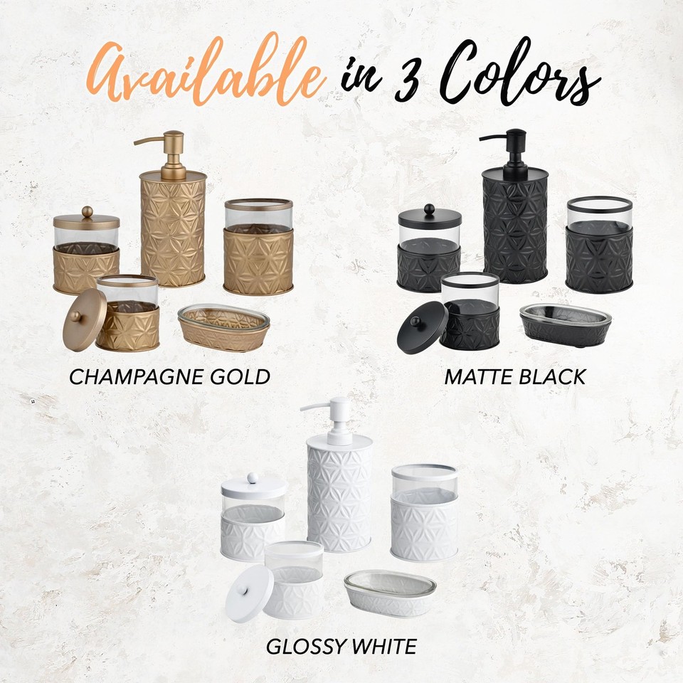 Brushed Gold Bathroom Accessories Set, 5 Piece Champagne Gold Modern ...