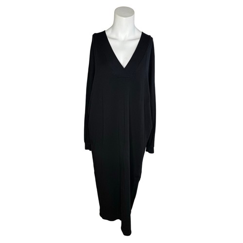Hatch Maternity The Visitor Dress Women's OS Black Long Sleeve V Neck ...
