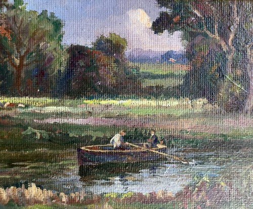 Antique Oil Painting GEOFFREY MORTIMER 1895-1986 Afternoon on the River ...