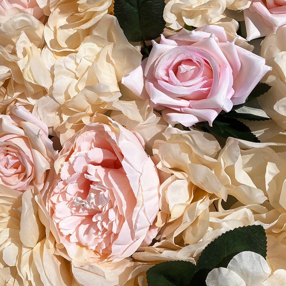 12 Pcs Artificial Rose Flower Wall Panel Bouquet Wedding Party Backdrop ...