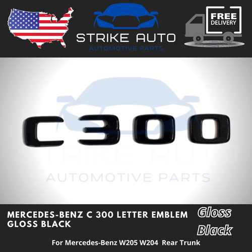 Mercedes Benz C300 Emblem OEM Gloss Black 3D Rear Trunk Badge LOGO W205 ...