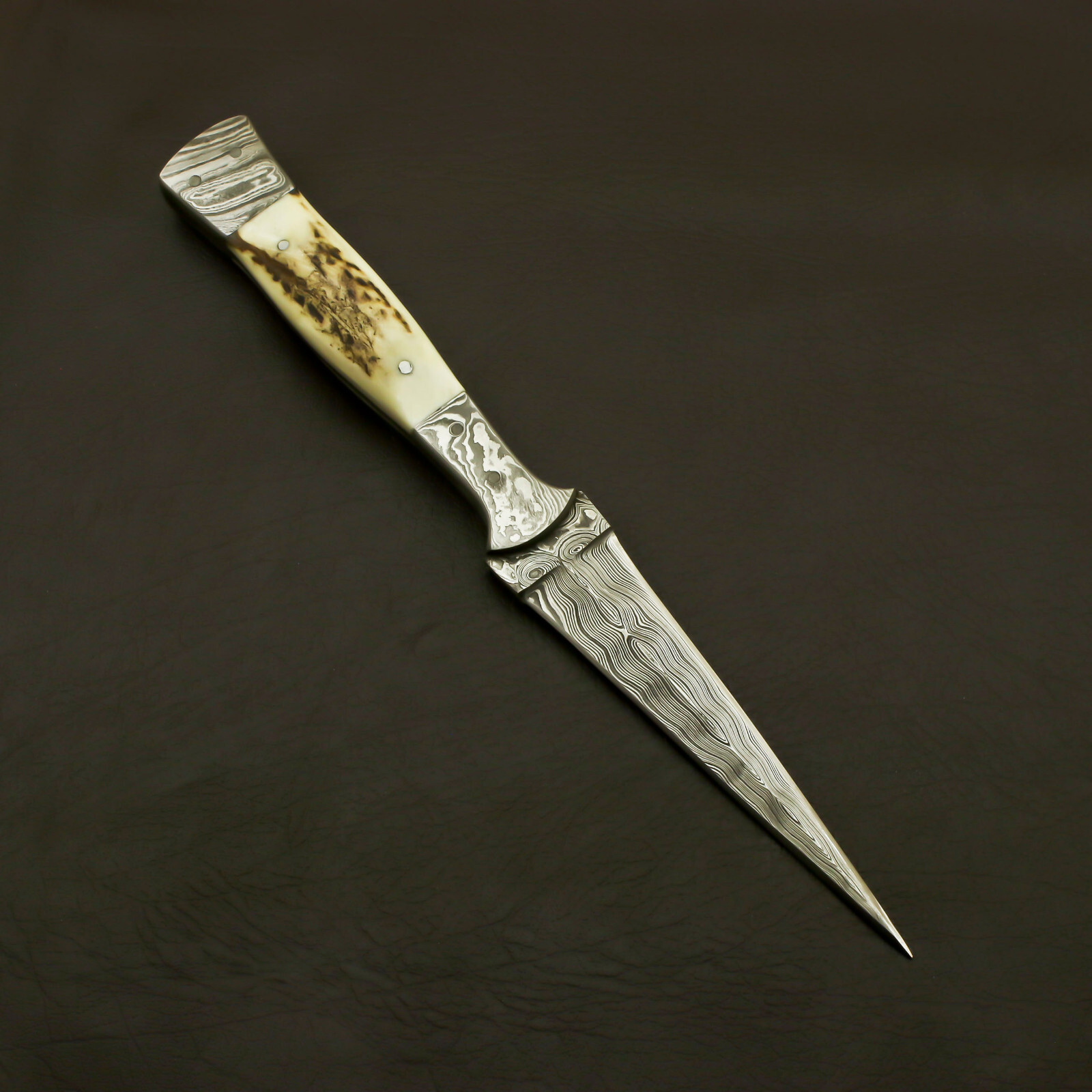 CUSTOM HAND FORGED DAMASCUS STEEL BLADE BOOT DAGGER - HUNTING KNIFE ...