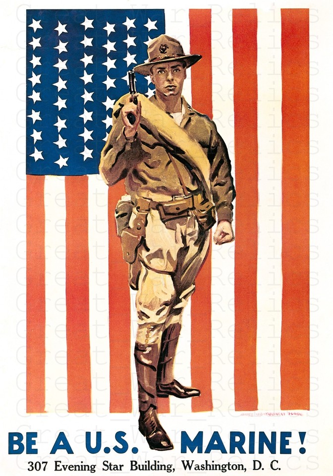 WW1 American Propaganda Poster - Be a U.S. Marine!, Marine Corps, WW1 ...
