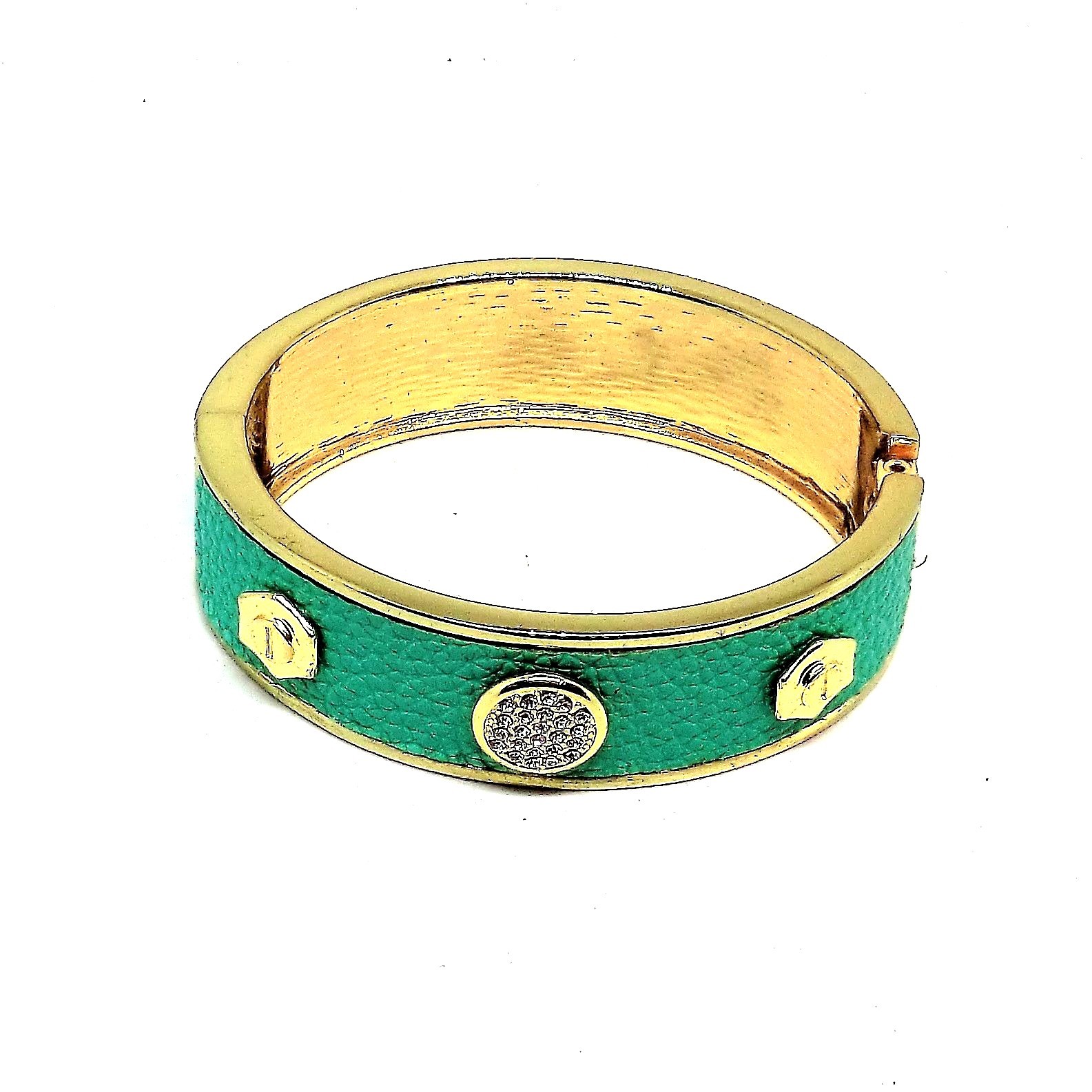 MX Signature Collection Rhinestone and Leather HINGED BANGLE BRACELET ...